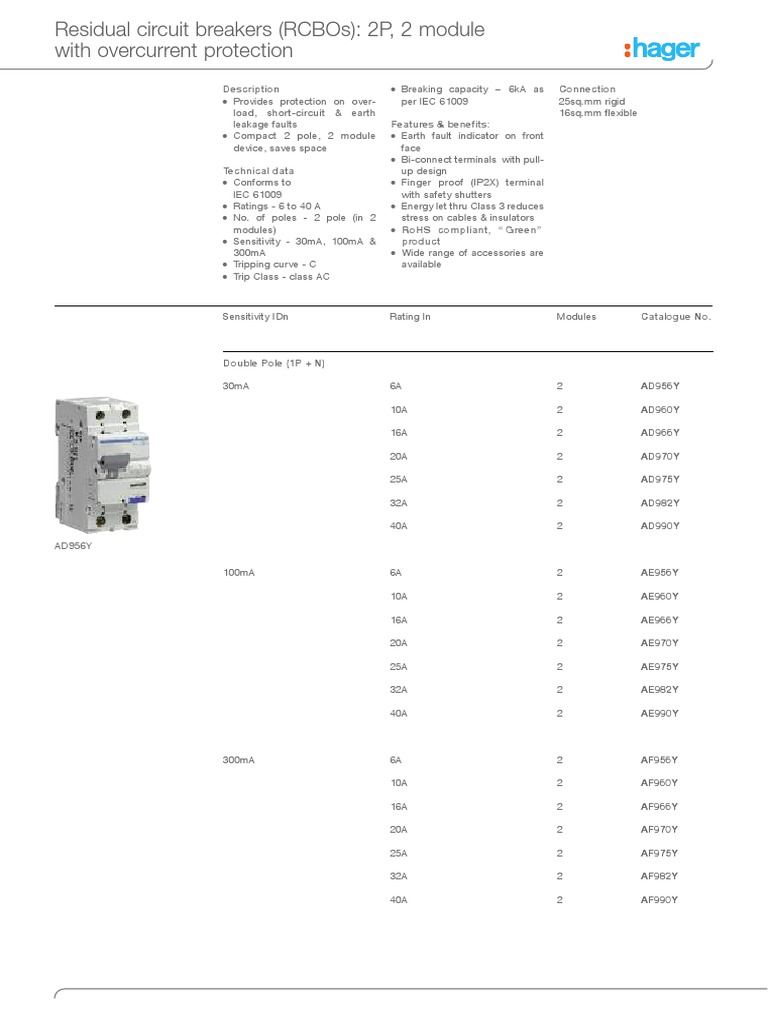 Hager Rcbo | PDF | Power (Physics) | Electromagnetism