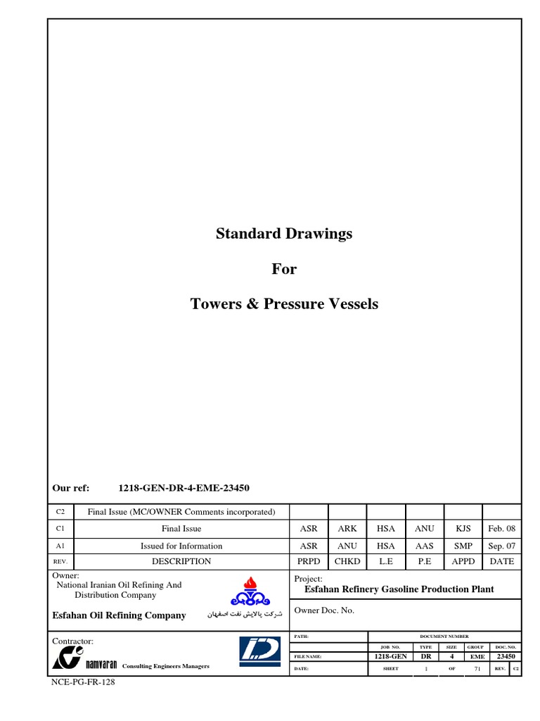 Standard Drawings for Pressure Vessels | PDF | Oil Refinery | Liquids
