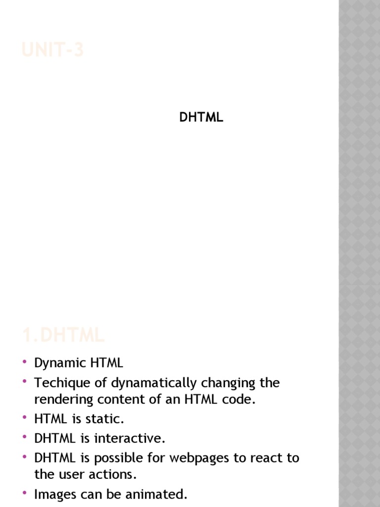Wt Unit 3 Pdf Dynamic Html Document Object Model