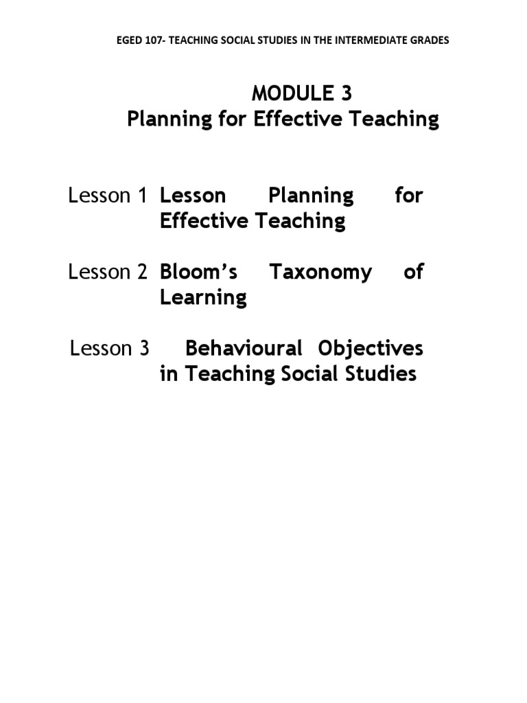 Planning For Effective Teaching: Lesson 1 Lesson | PDF | Educational ...