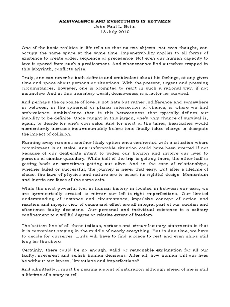 Ambivalence and Everything in Between | PDF | Psychology