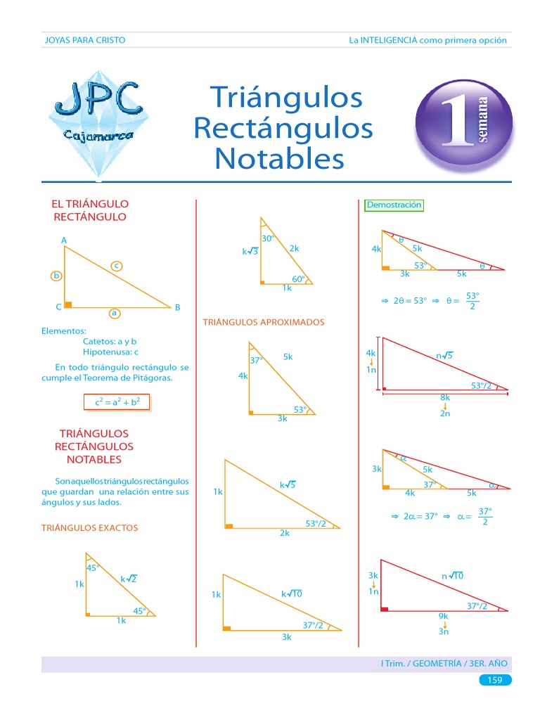Triángulos Rectángulos Notables | PDF | Triángulo | Matemáticas