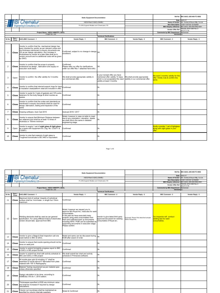 Technical Query Sheet Format - Column | PDF | Welding | Construction Technical Query Sheet Format - Column | PDF | Welding | Construction