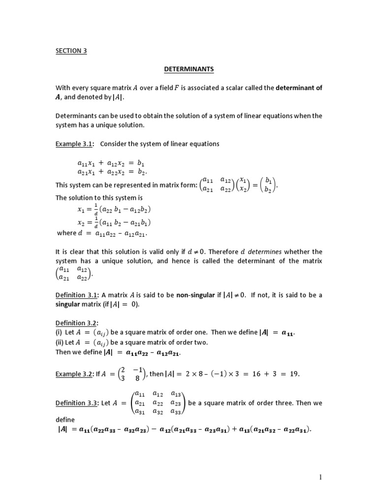 3 - Determinants | PDF | Determinant | Matrix (Mathematics)