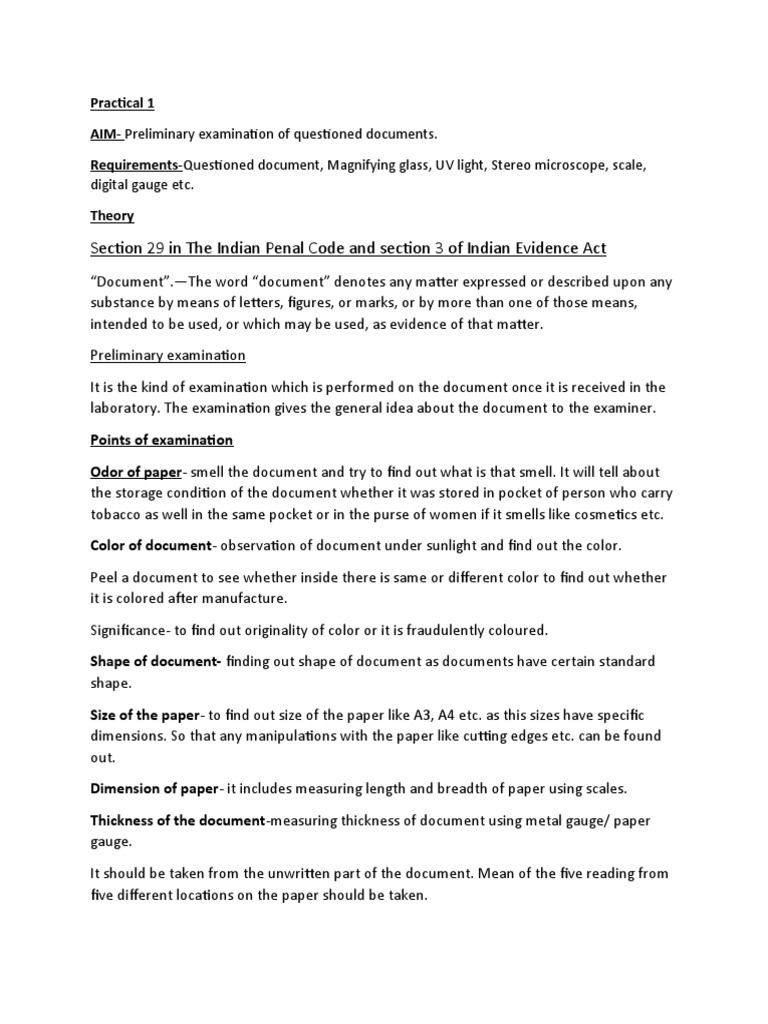 Preliminary exam of questioned doc | PDF | Paper | Document