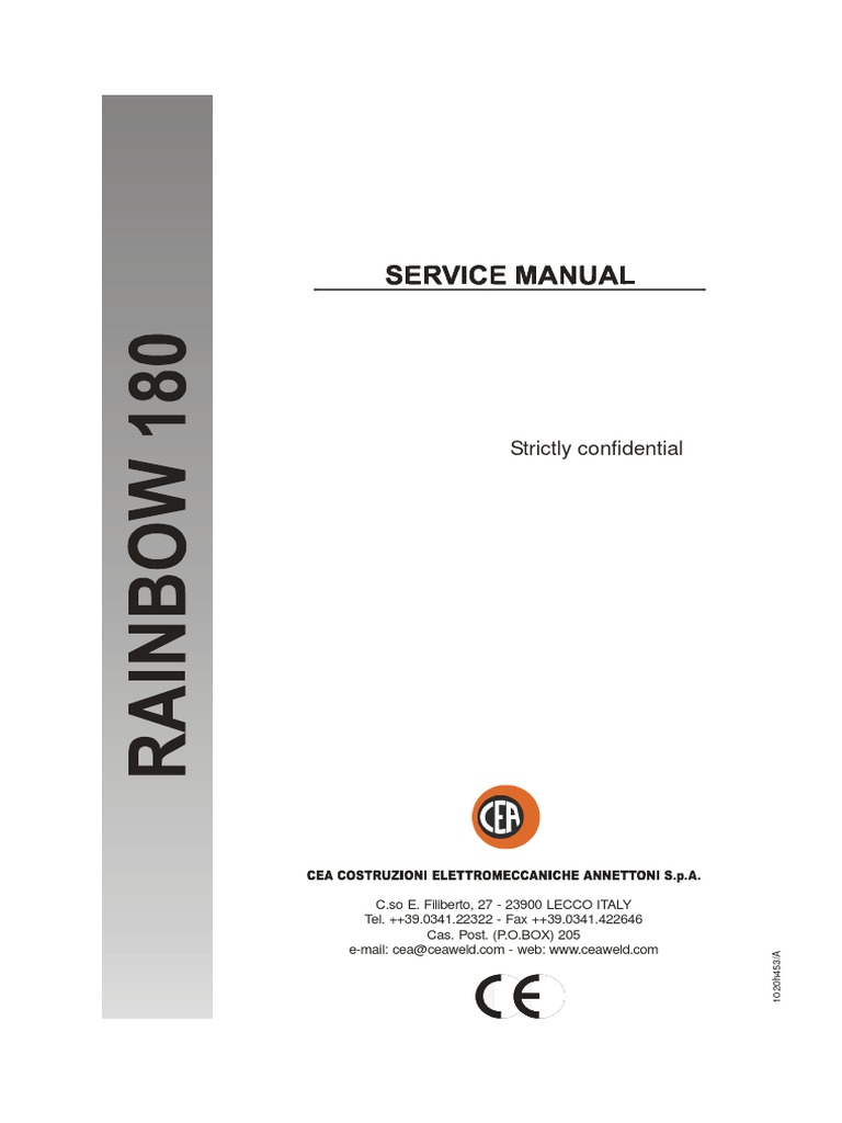 Service Manual RAINBOW 180E English | PDF | Rectifier | Power Inverter