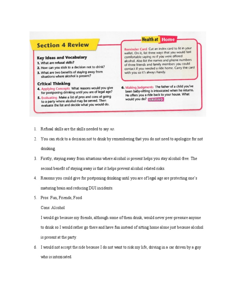 Alcohol Refusal Skills | PDF | Lifestyle
