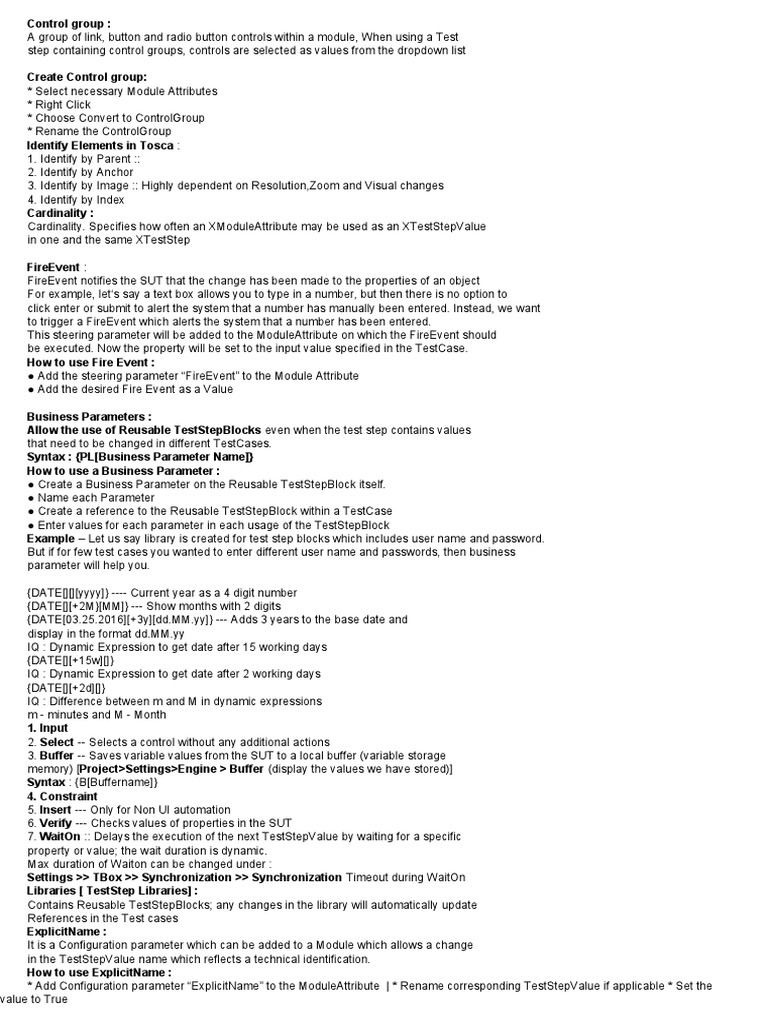 INterview Tosca | PDF | Parameter (Computer Programming) | Control Flow