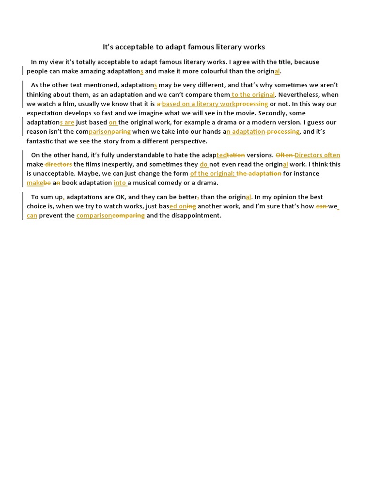 It's Acceptable To Adapt Famous Literary Works | PDF