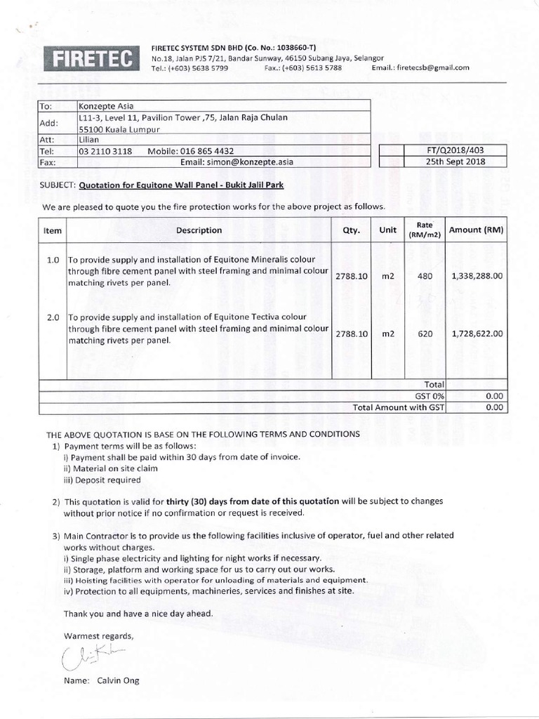 Quotation - Supply and Installation For Facade Wall Panel | PDF