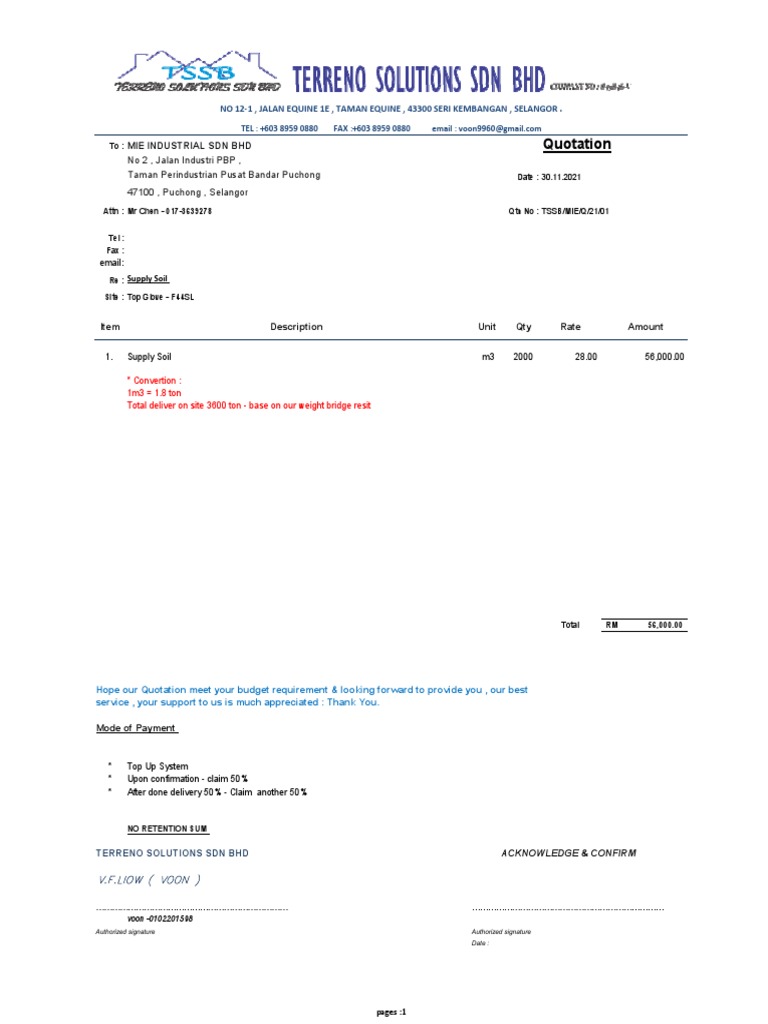 Quotation - Supply and Compact For Earthwork | PDF