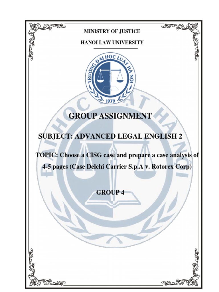 Group Assignment: Subject: Advanced Legal English 2 | PDF