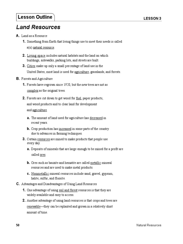 Lesson 3 Land Resources | PDF | Agriculture | Deforestation