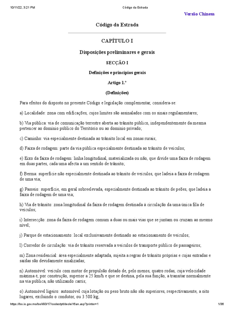 Código Da Estrada - Moçambique | PDF | Tráfego | Carro