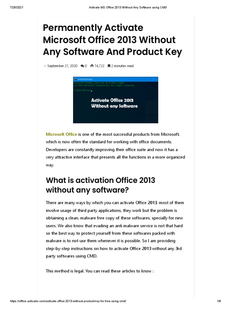 Activate MS Office 2013 Without Any Software Using CMD | Download Free PDF | Microsoft Office ...