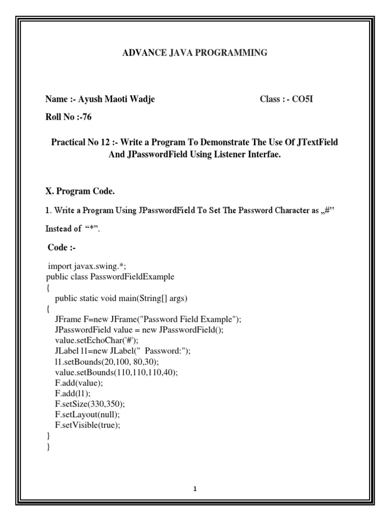 Ayush Practical No 12 | PDF | Password | Computer Programming Ayush Practical No 12 | PDF | Password | Computer Programming