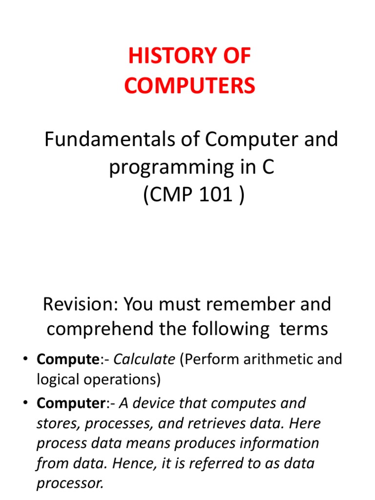 CMP 101 Set 2 Histry Computer | PDF | Personal Computers | Integrated Circuit
