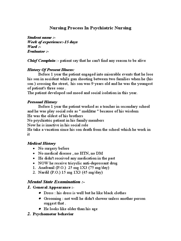 Depression Nursing Process2 | PDF | Thought | Suicide