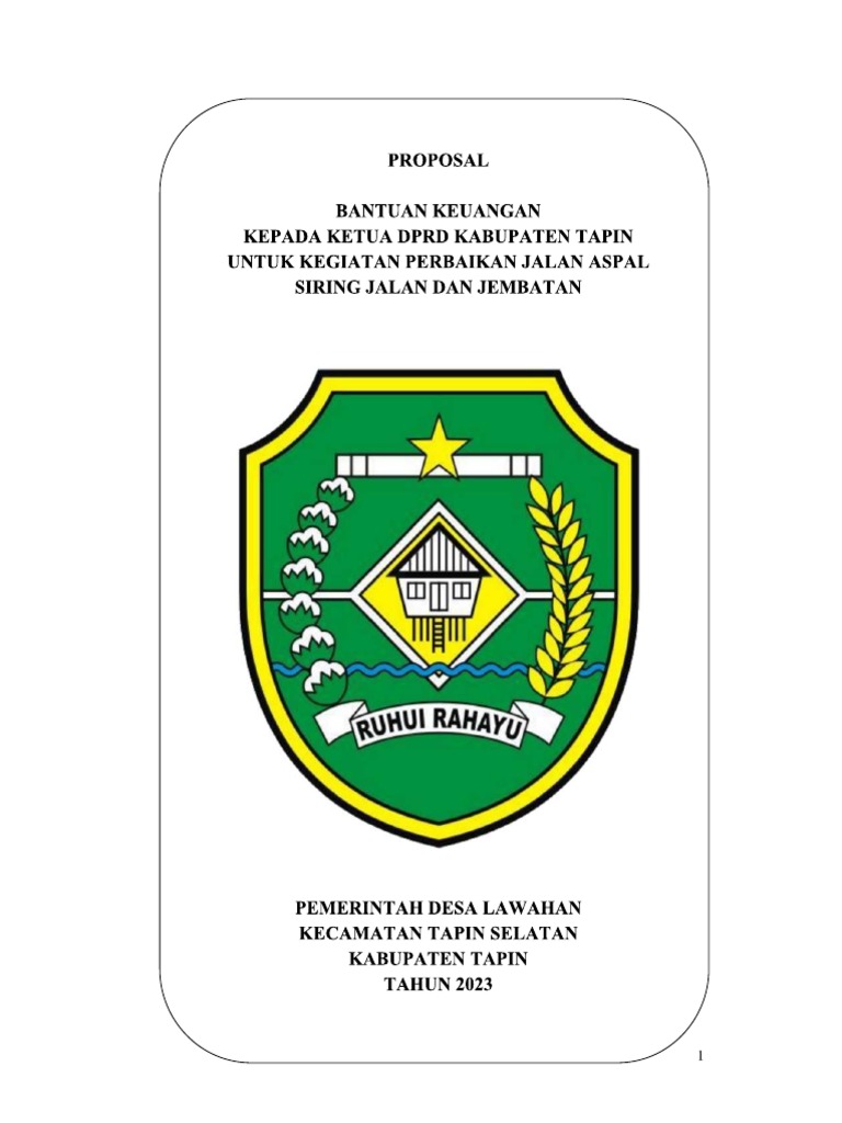 Proposal Kegiatan Perbaikan Jalan Aspal... Siring Desa Lawahan Cuma TTD ...