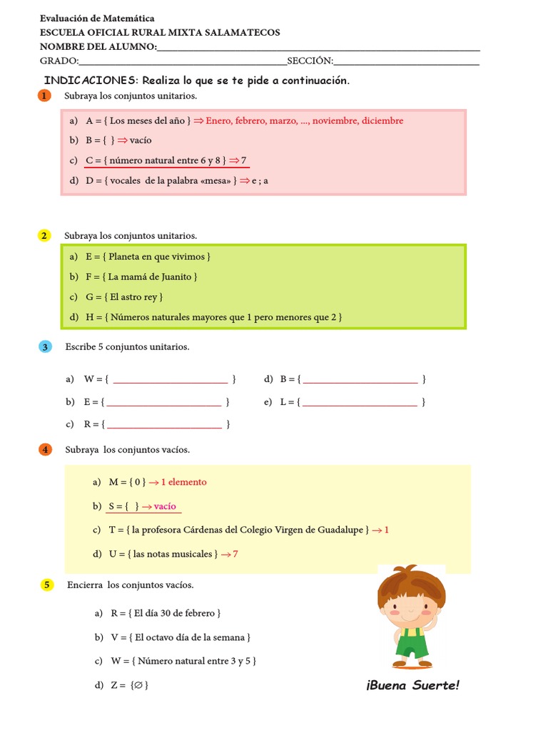 Clases de Conjuntos para Niños para Primero de Primaria | PDF