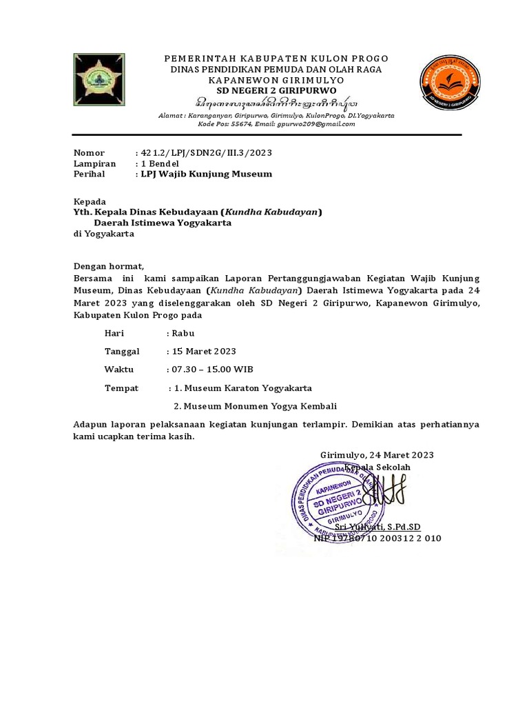 Surat Pengantar LPJ | PDF