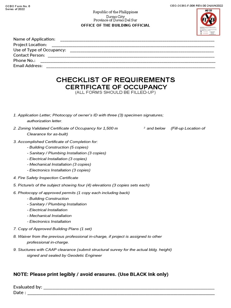 Occupancy Permit Form (Complete Bundle) - Organized | PDF | Fire Safety ...
