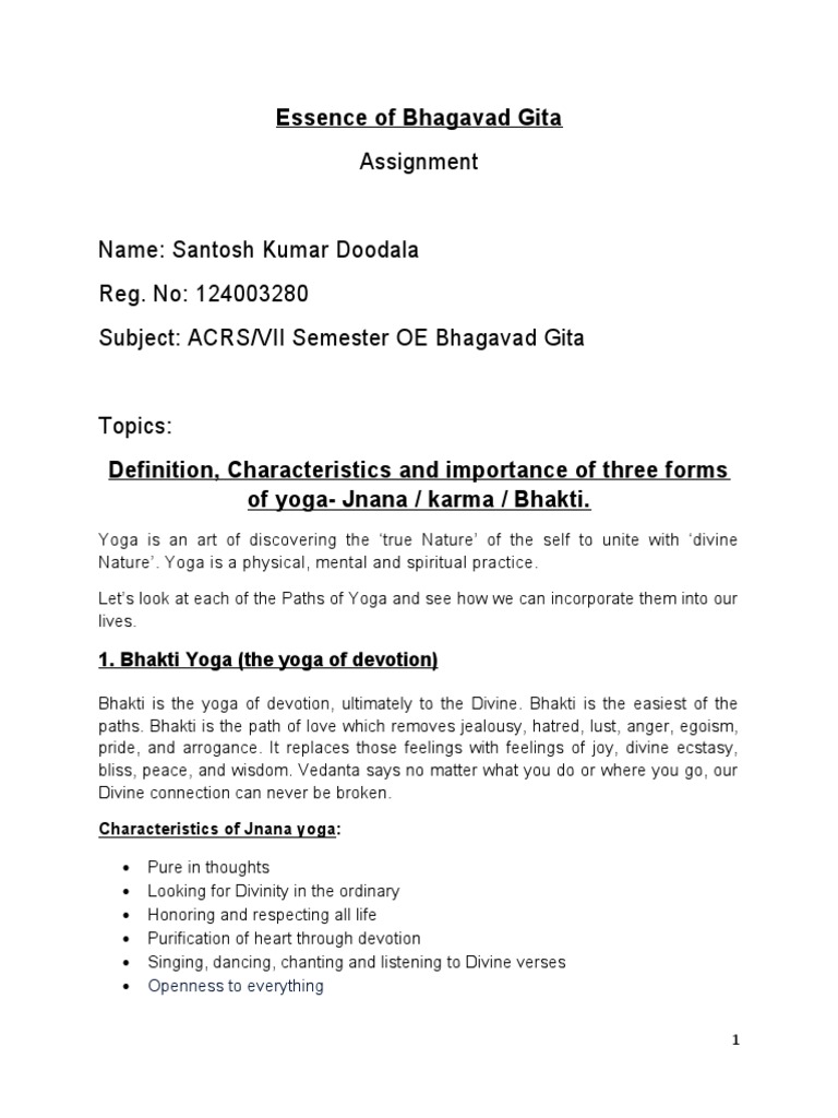 The Paths of Yoga: An Analysis of Bhakti, Karma, and Jnana Yoga ...