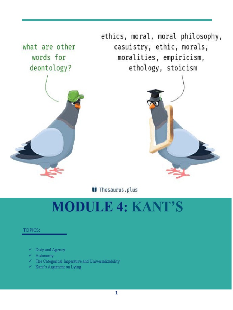 Module 4. Kants Deontology | PDF | Immanuel Kant | Autonomy