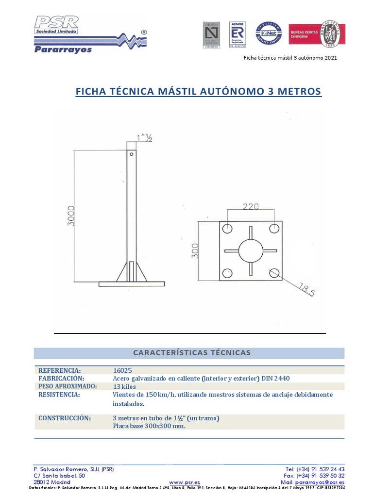 Ficha Técnica Mástil-3 (16025) | PDF
