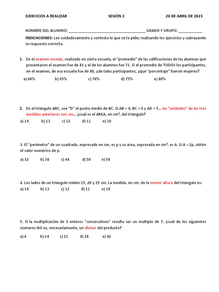Ejercicios de Matematicas | PDF