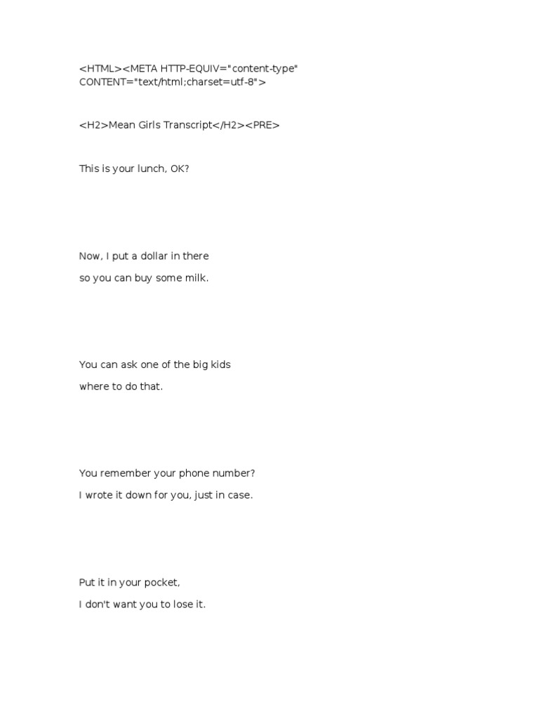 Mean Girls Script | PDF