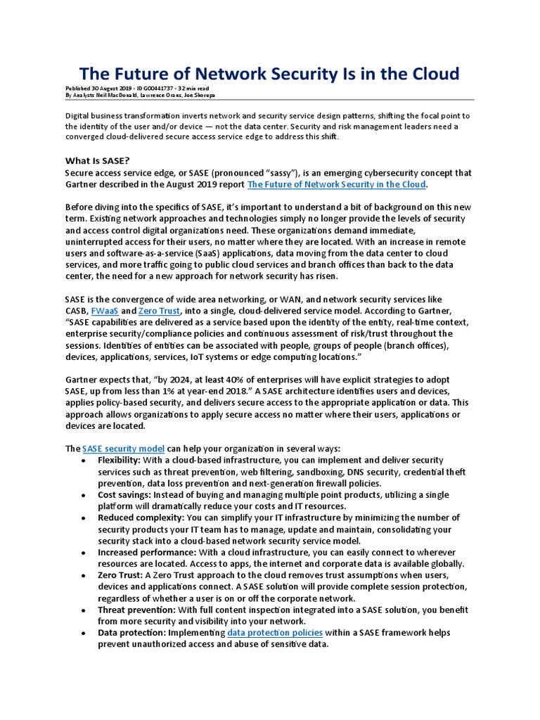 The Future of Network Security Is in The Cloud - SASE - Network ...