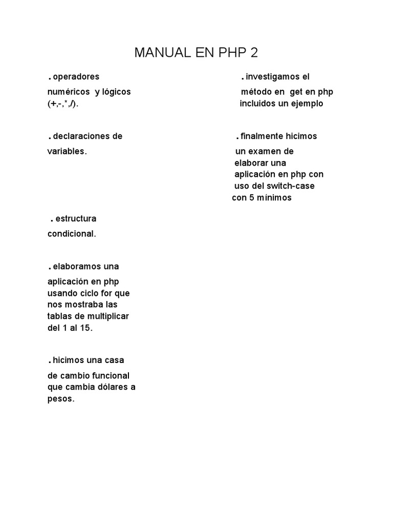 Manual Básico de PHP: Ejemplos Prácticos | PDF | Informática