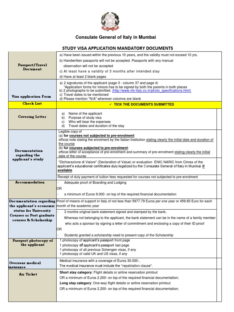 Requisite Documents For Study Visa 30-07-2020 | PDF | Travel Visa ...