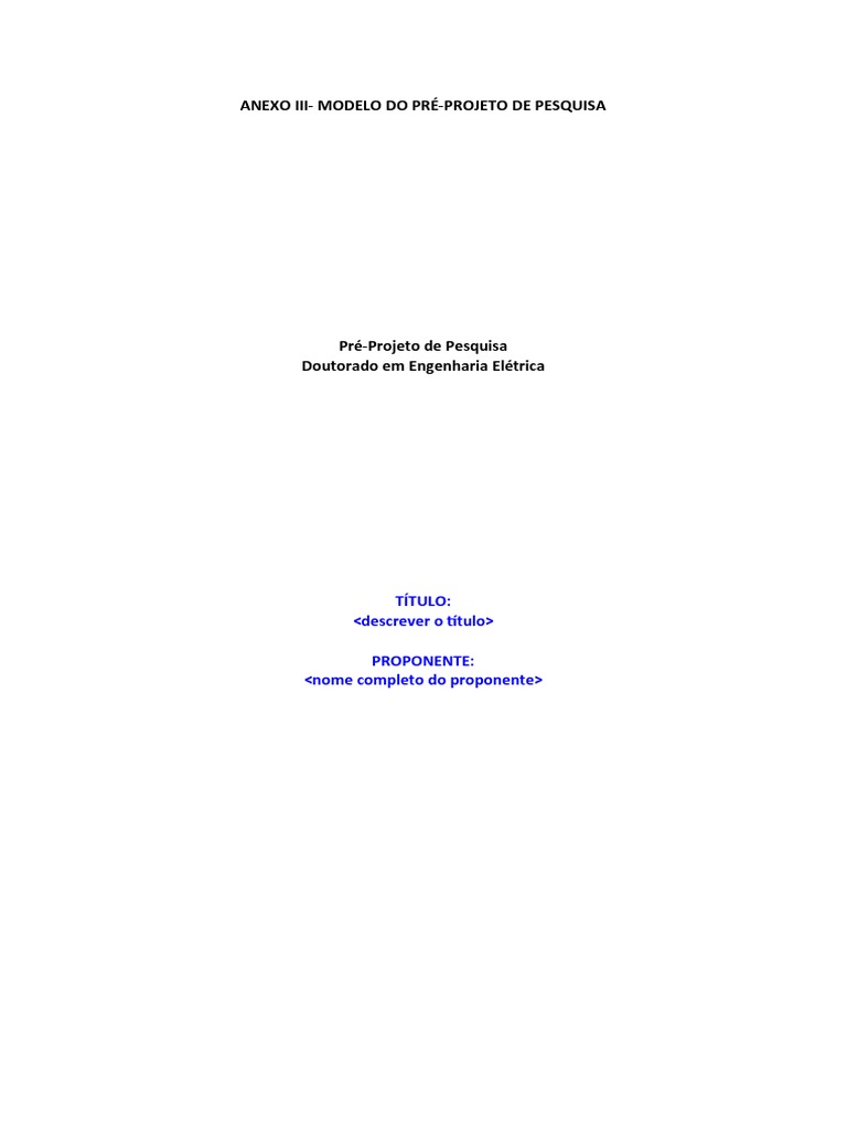 Modelo de Pre-Projeto | PDF | Science | Android (sistema operacional)