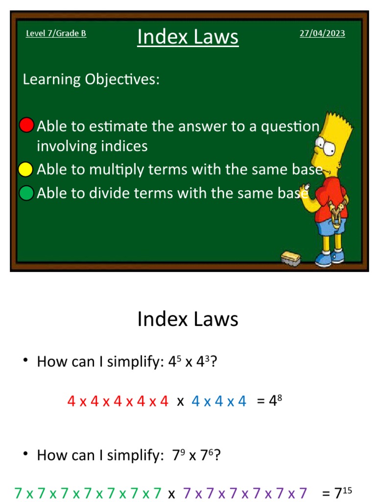 Index Laws | PDF | Multiplication | Notation