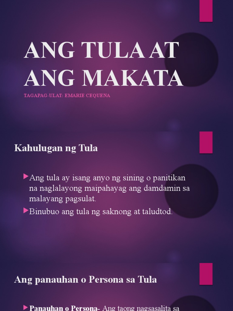 ANG TULA AT ANG MAKATA Ulat | PDF