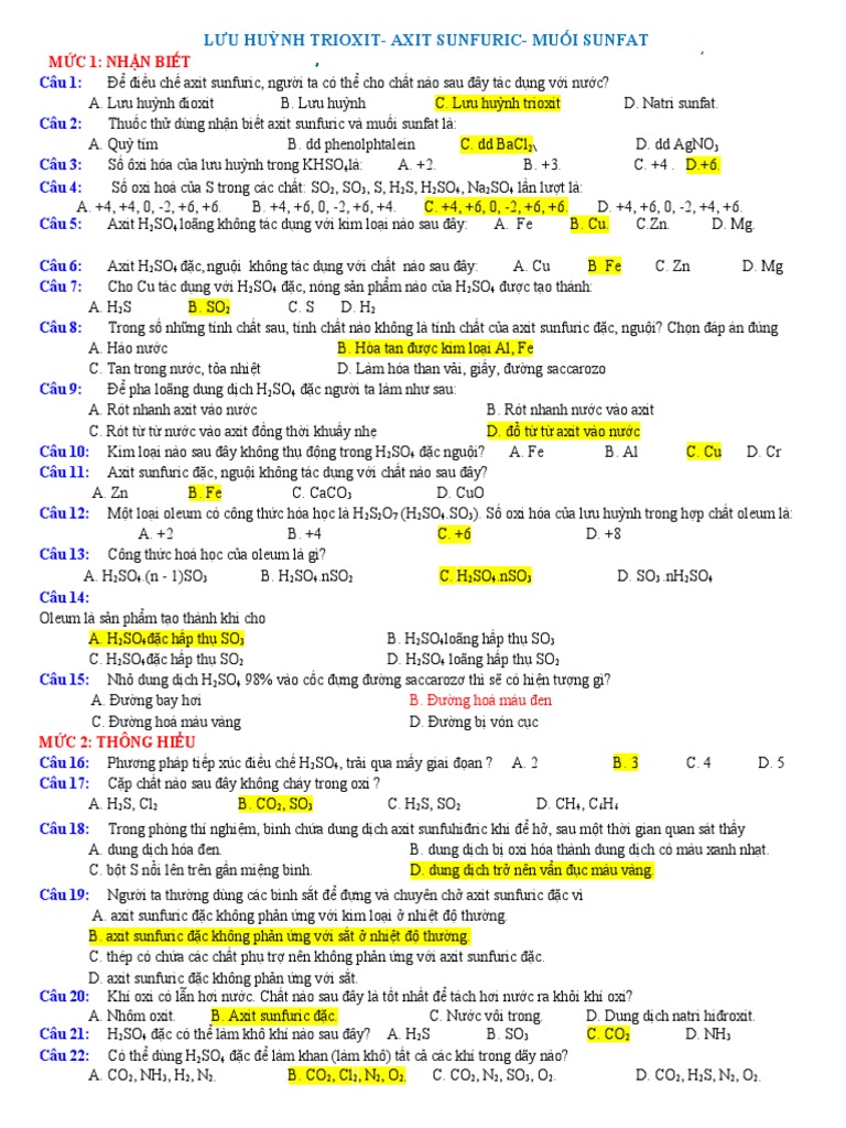 Chuyên Đề SO3, H2SO4 | PDF