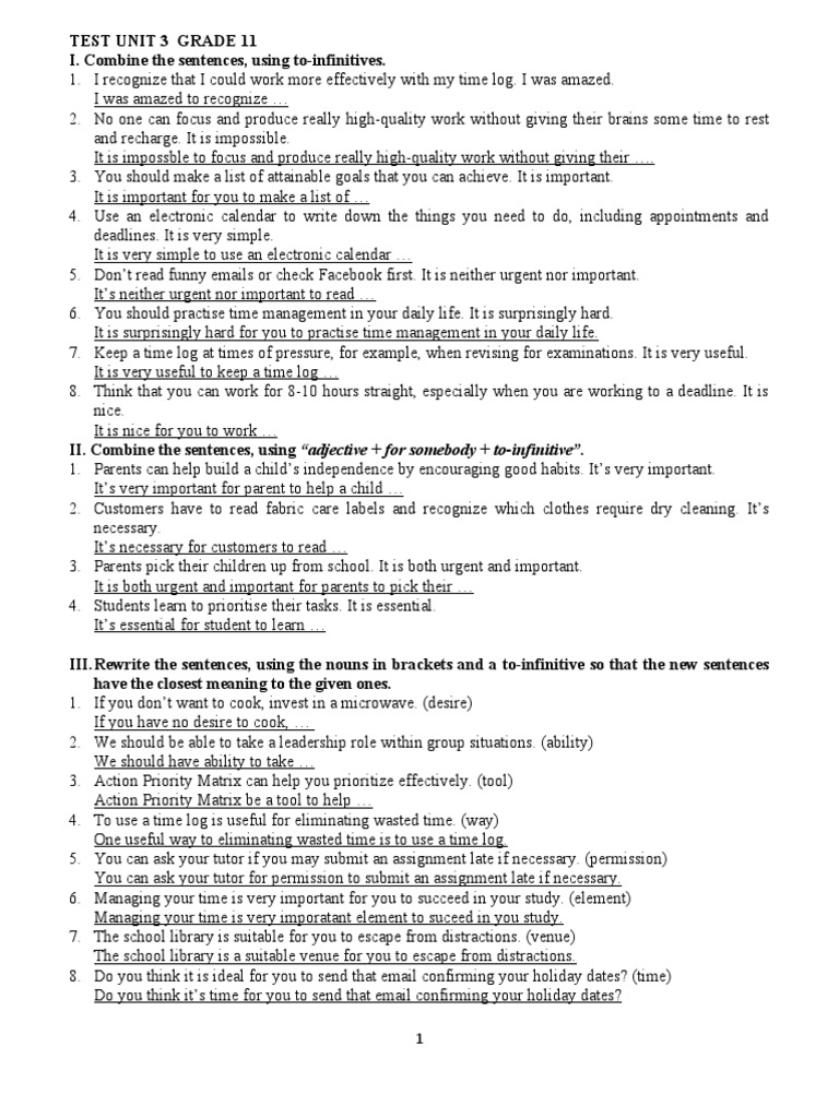 Test Unit 3 Grade 11 Easy | PDF | Adolescence | Time Management