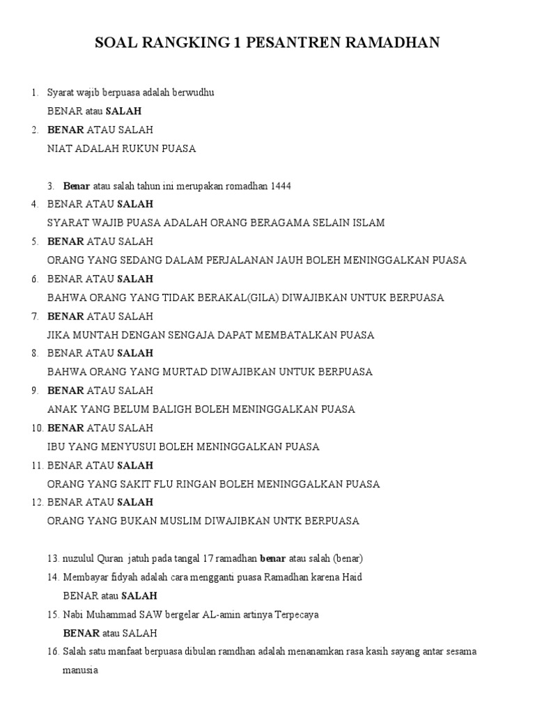 Soal Rangking Satu | PDF