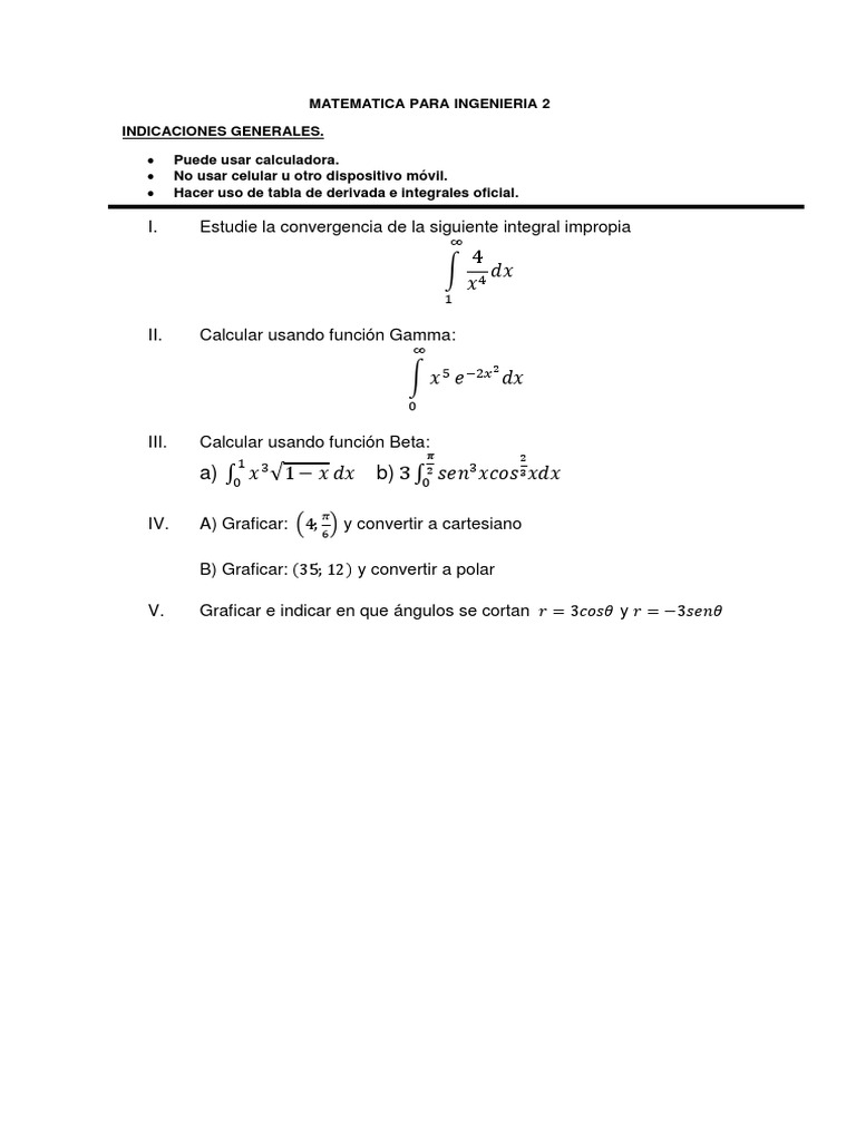 Modelo PC 2-Matematica para Ingenieros 2-2023-1-CGT | PDF