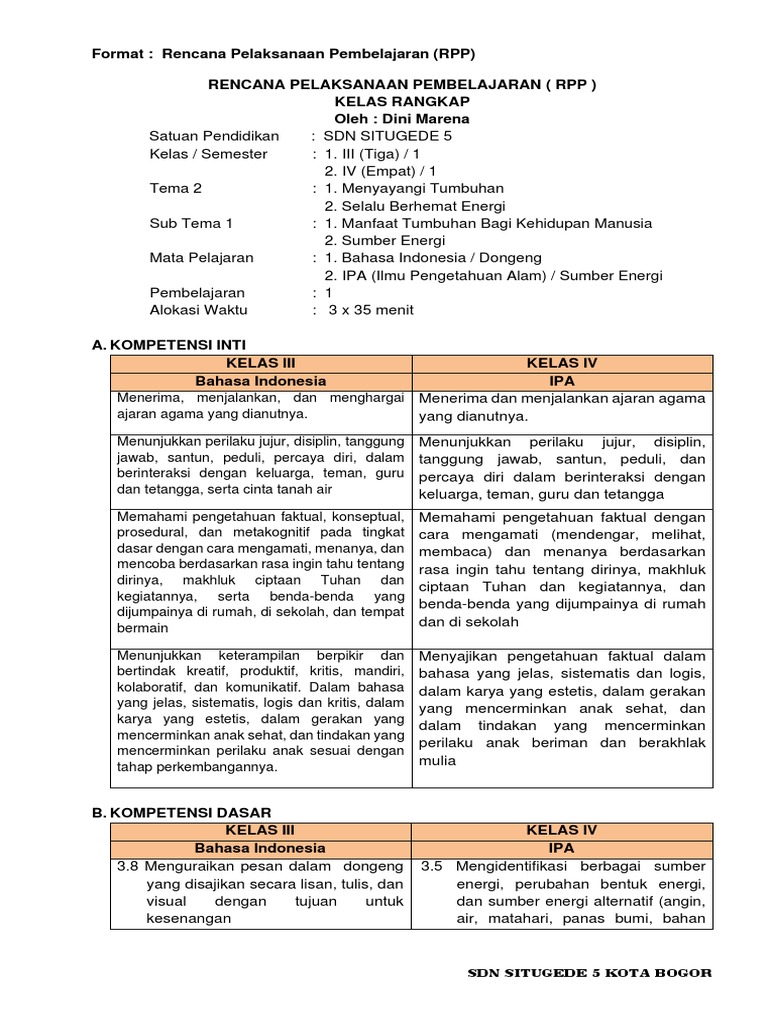 Format: Rencana Pelaksanaan Pembelajaran (RPP) Rencana Pelaksanaan Pembelajaran (RPP) Kelas ...