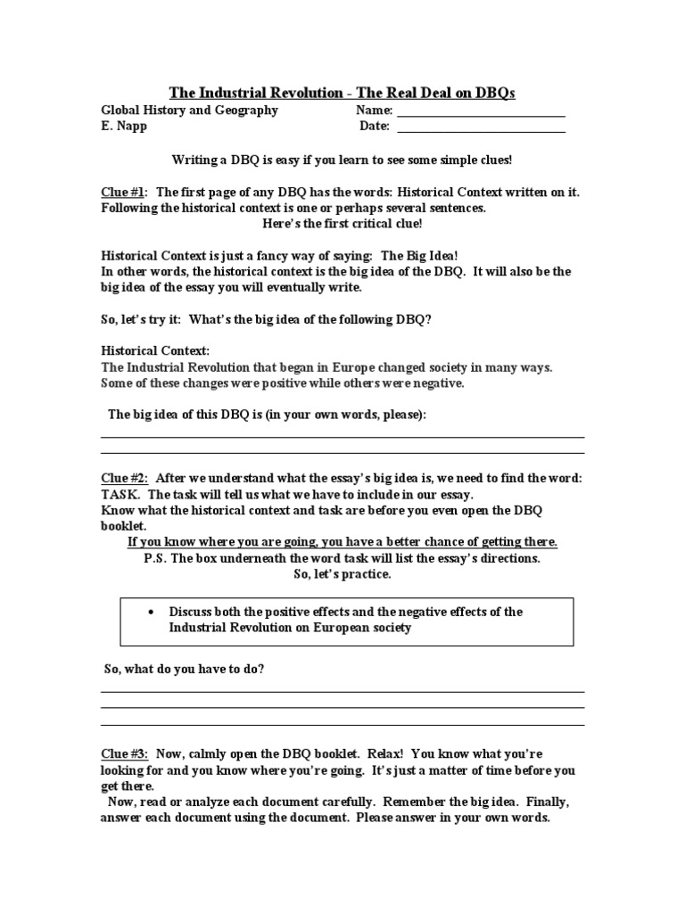 Understanding DBQs on the Industrial Revolution | PDF | Spinning ...