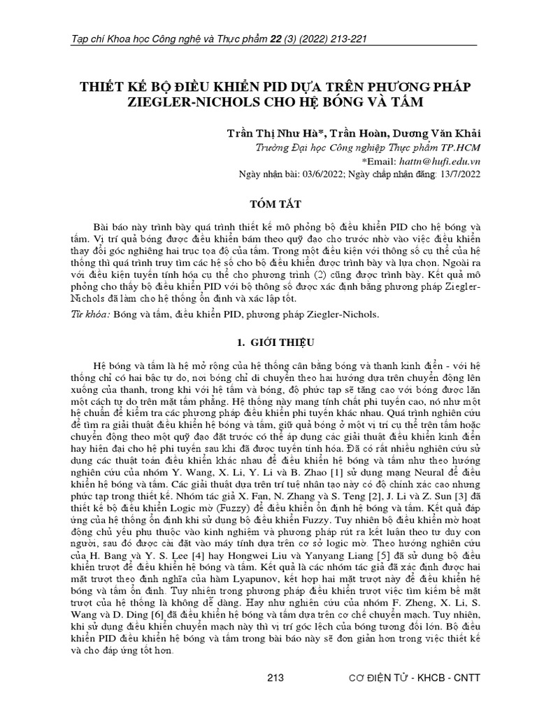 Thiết Kế Bộ Điều Khiển Pid Dựa Trên Phương Pháp Ziegler-Nichols Cho Hệ ...
