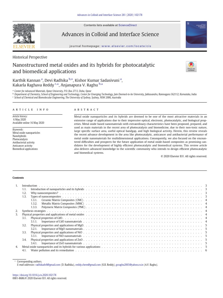 Advances in Colloid and Interface Science | PDF | Zinc Oxide ...