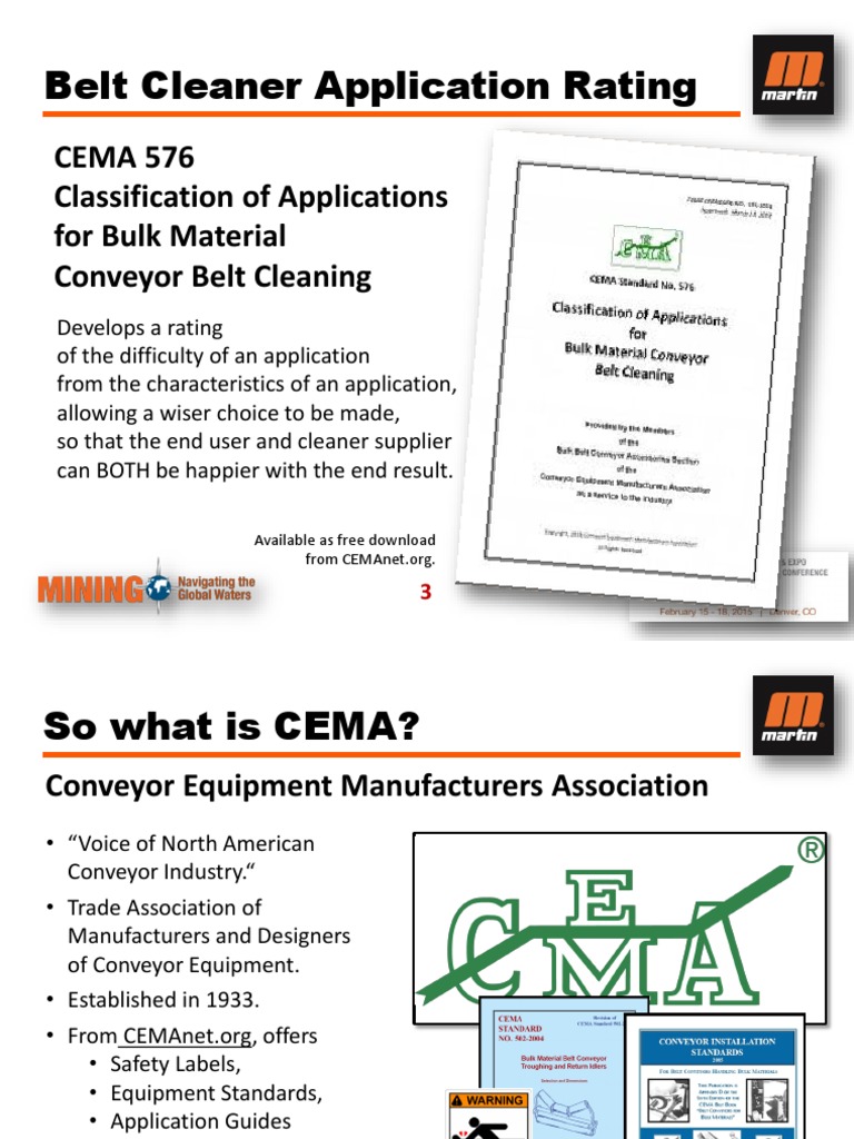 Belt Cleaner Application Rating: CEMA 576 Classification of ...