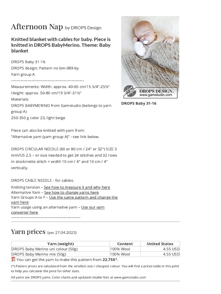 Afternoon Nap - Knitted Blanket With Cables For Baby. Piece Is Knitted ...