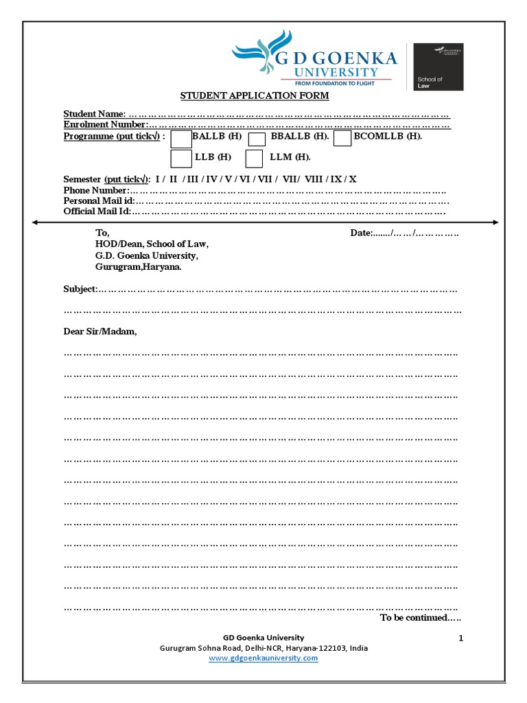 Student Application Form | PDF
