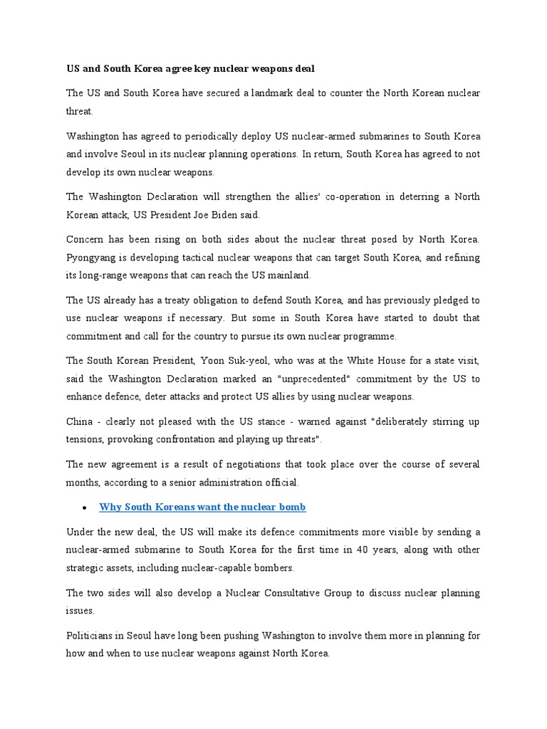 US - S. Korea | PDF | Treaty On The Non Proliferation Of Nuclear ... US - S. Korea | PDF | Treaty On The Non Proliferation Of Nuclear ...