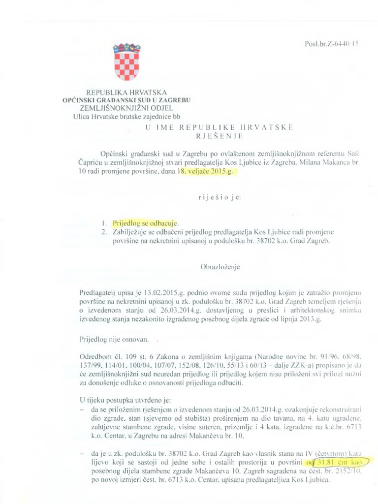 Općinski Građanski Sud U Zagrebu | PDF